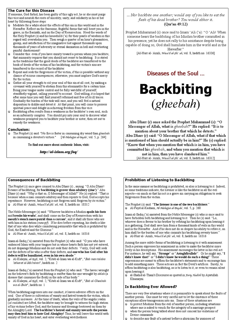 Gheebah Backbiting | Hadith | Muhammad