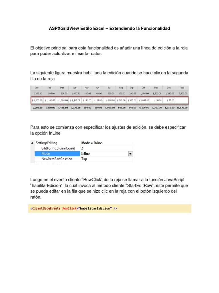 Aspxgridview Estilo Excel Pdf Script Java Point And Click 