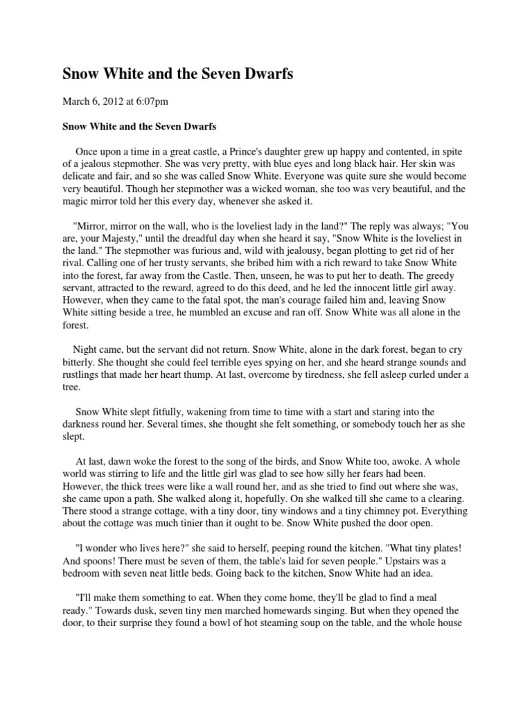 Snow White and The Seven Dwarfs | PDF | Snow White