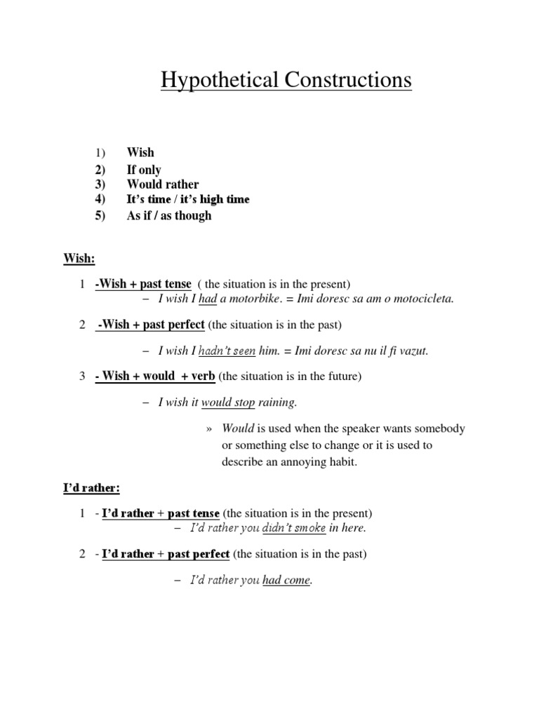 Hypothetical Constructions Explained | PDF | Language Arts & Discipline