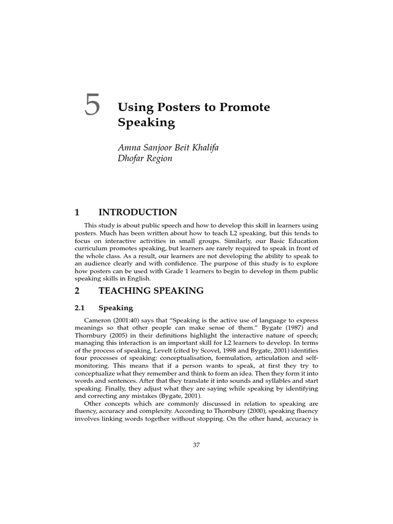 Using Posters To Promote Speaking | PDF | Speech | Educational Assessment