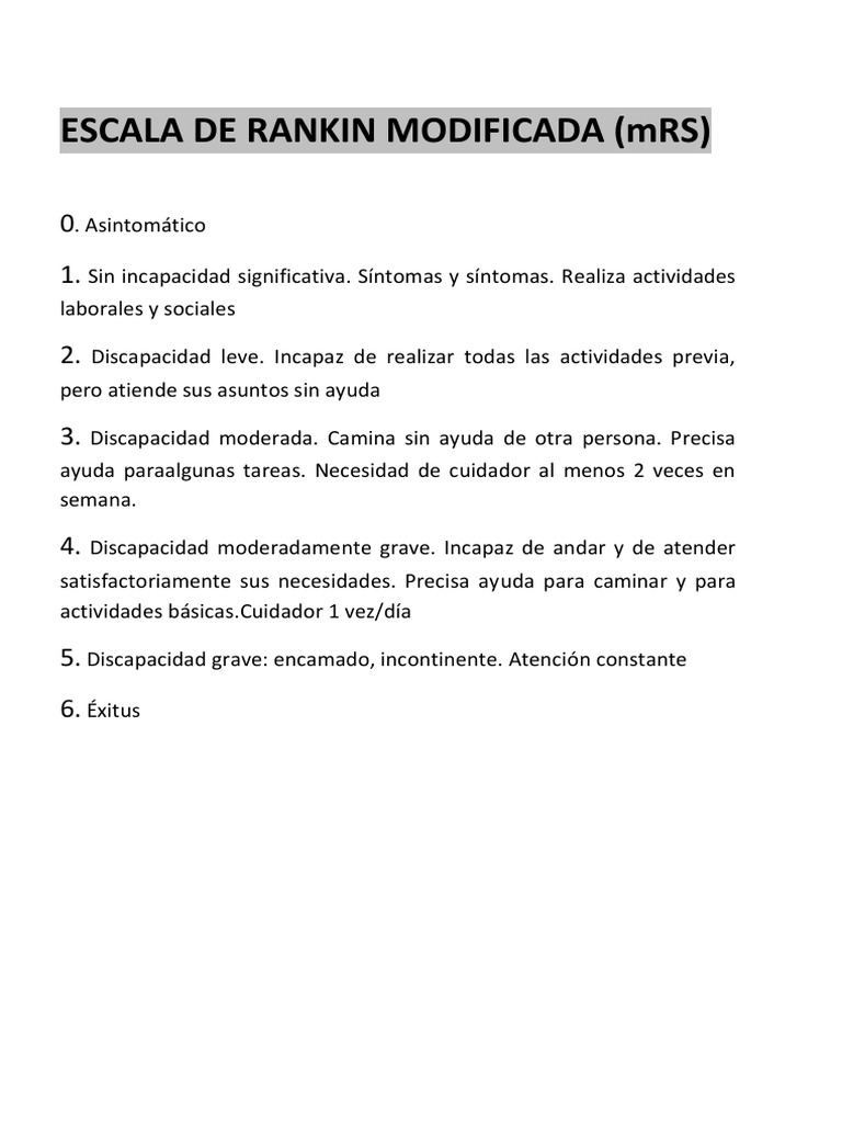 Escala de Rankin Modificada (mRS) | PDF