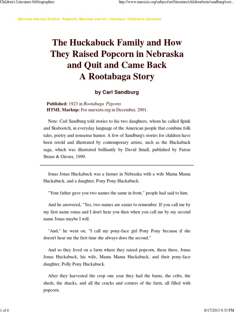 The Huckabuck Family and How They Raised Popcorn in Nebraska and Quit ...