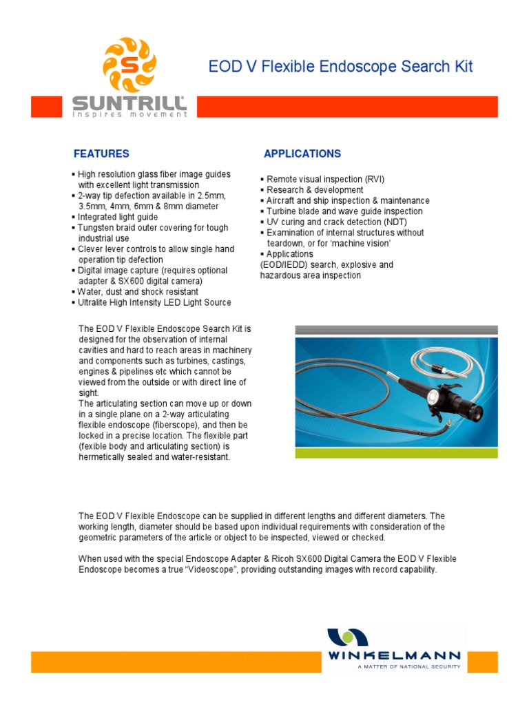 EOD V Flexible Endoscope Kit Overview | PDF | Digital Camera | Endoscopy