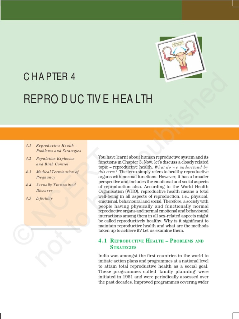 © Ncert Not To Be Republished: Reproductive Health | PDF | Birth ...