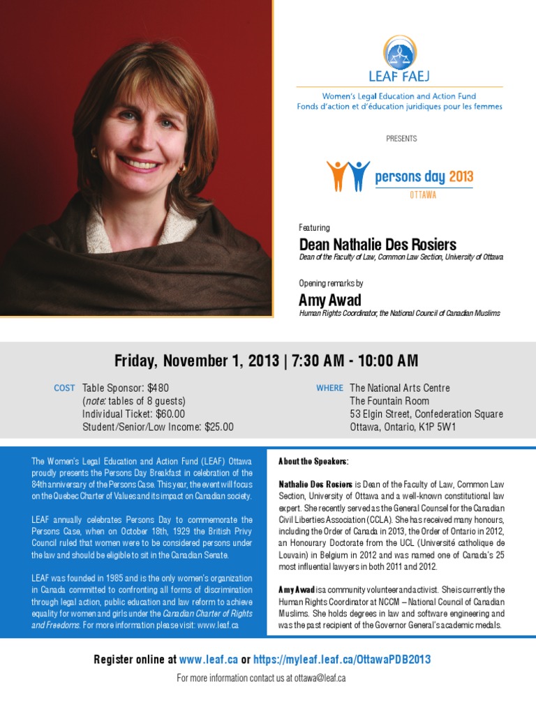 Dean Nathalie Des Rosiers Amy Awad: Ottawa | PDF | Social Institutions ...