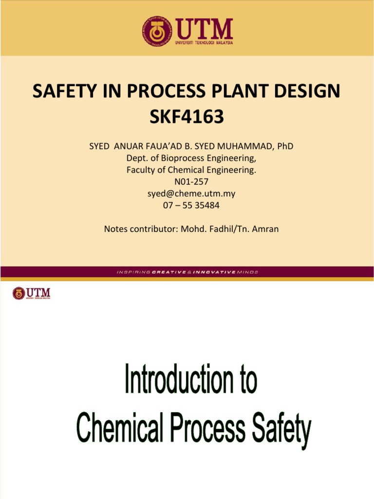 Safety in Process Plant Design SKF4163 | PDF | Occupational Safety And ...