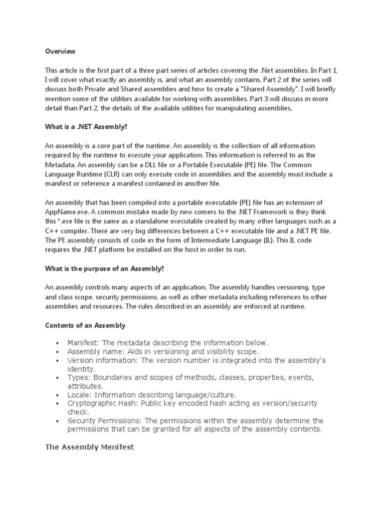 NET Assembly | PDF | Component Object Model | Library (Computing)