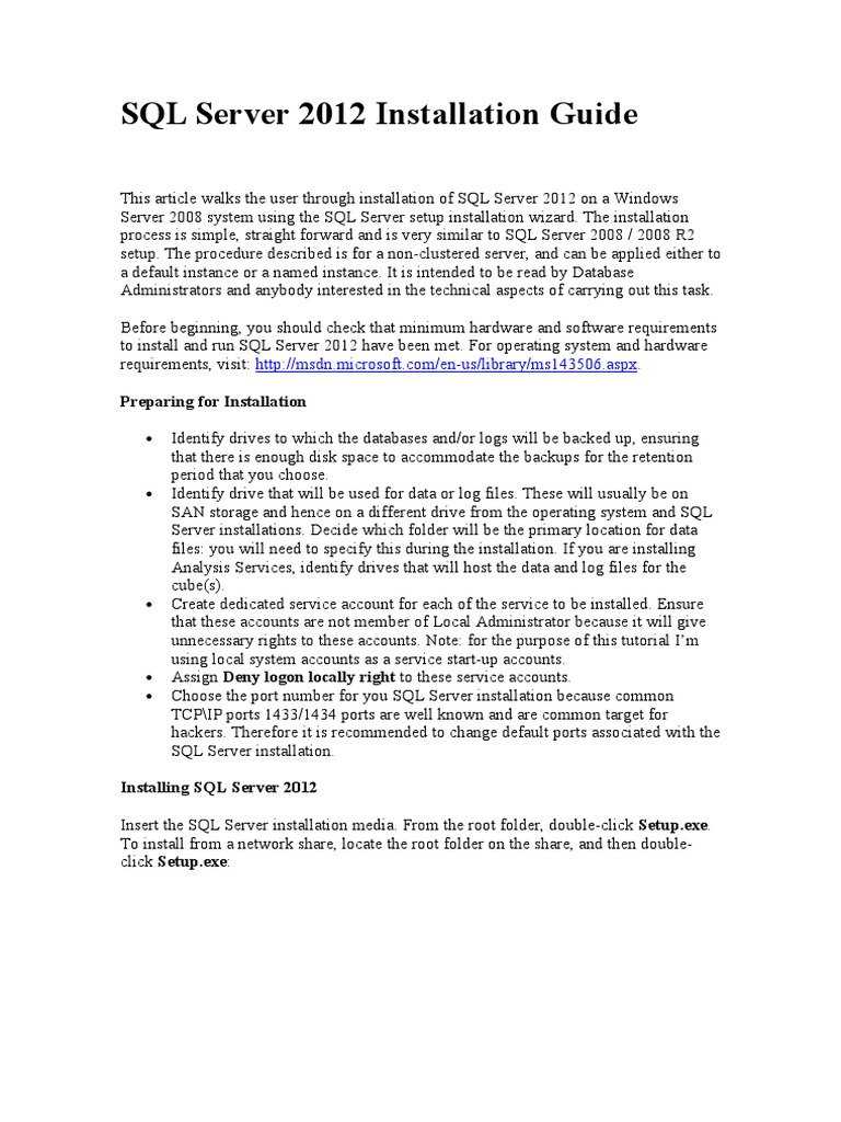 SQL Server 2012 Installation | PDF | Installation (Computer Programs) | Command Line Interface