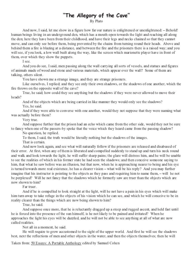 The Allegory of The Cave | PDF | Cave | Rhetoric