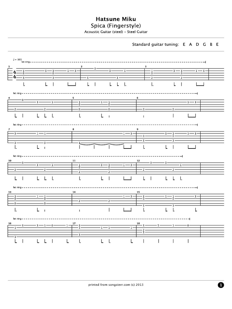 Hatsune Miku - Spica (Fingerstyle) | PDF