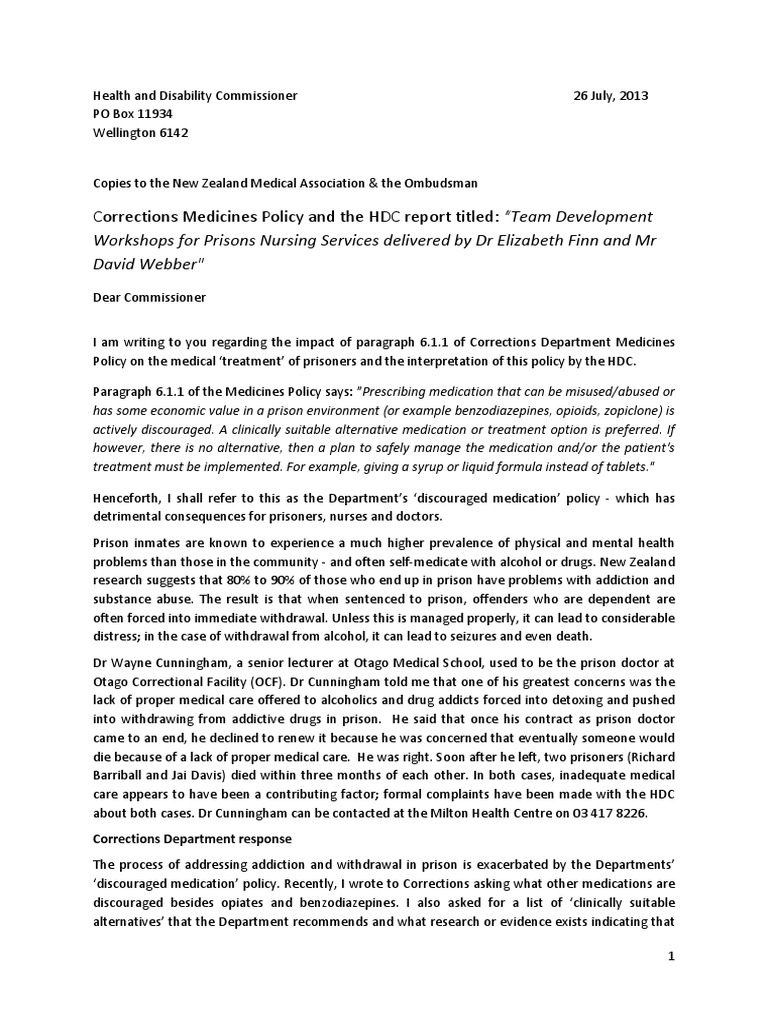 Letter To HDC Re Medical Code of Ethics by Roger Brooking | PDF ...