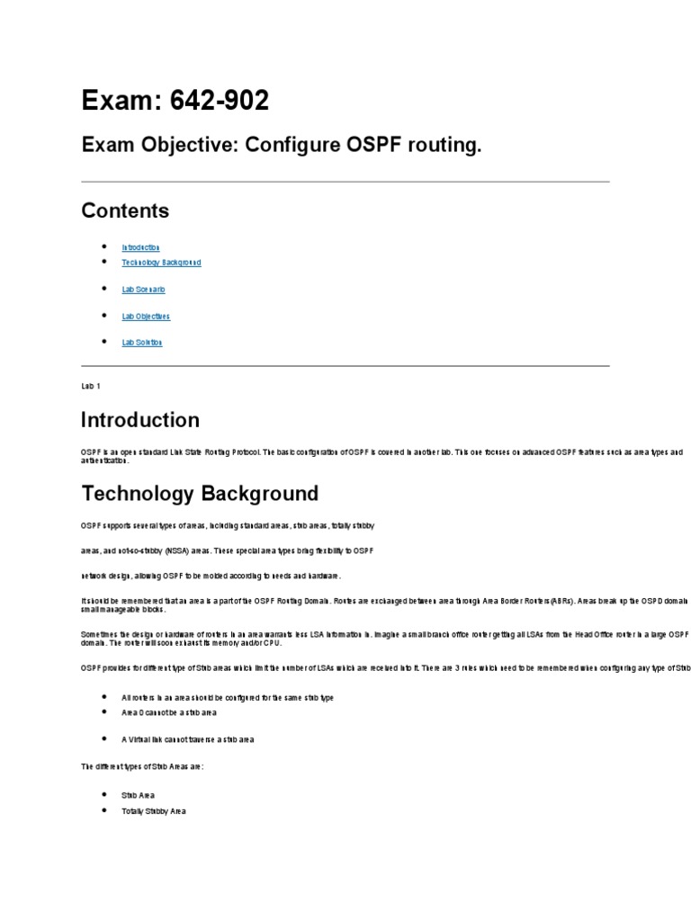 Ospf Lab1 Exam | PDF | Router (Computing) | Network Layer Protocols