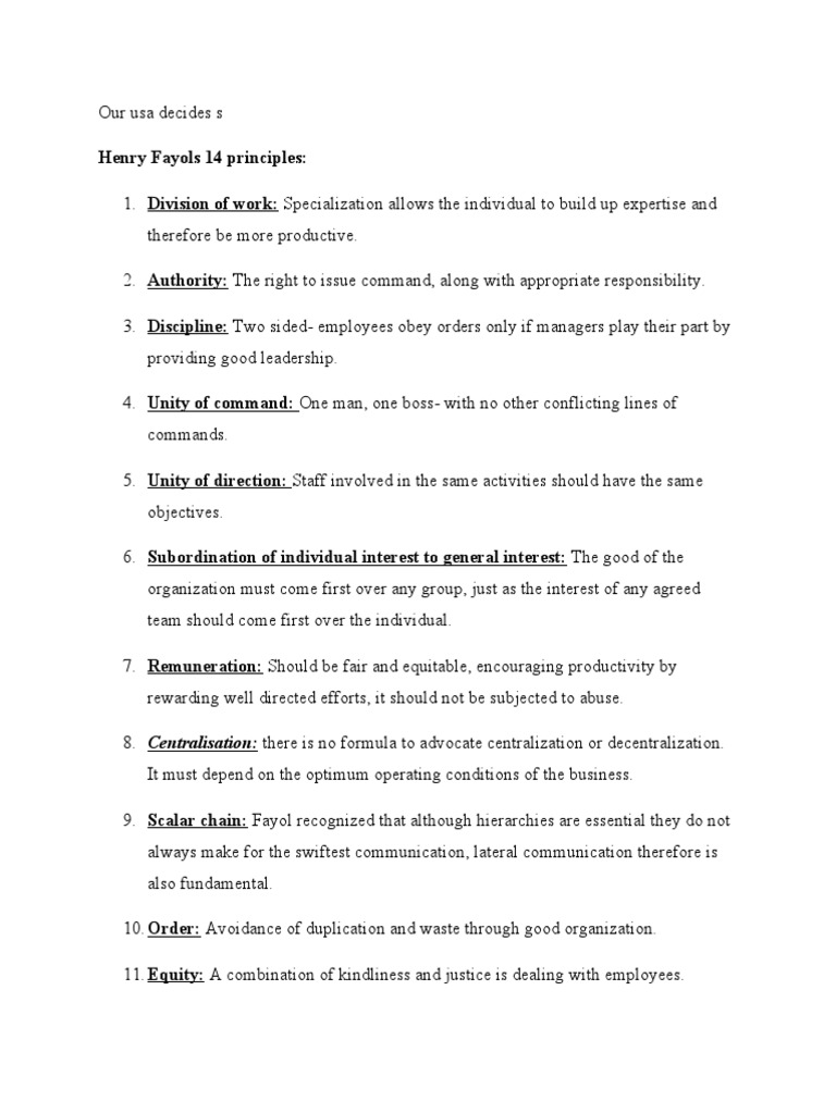 Henry Fayols 14 Principles | PDF Henry Fayols 14 Principles | PDF