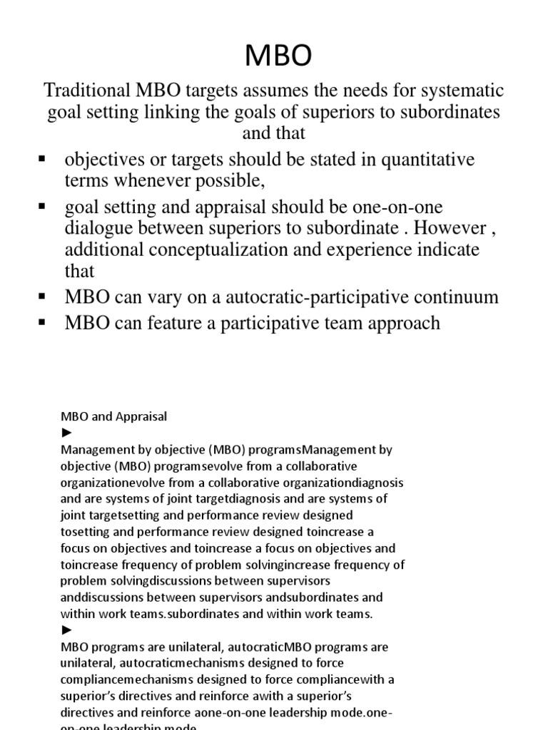 Understanding Management by Objectives (MBO) | PDF | Business | Computers