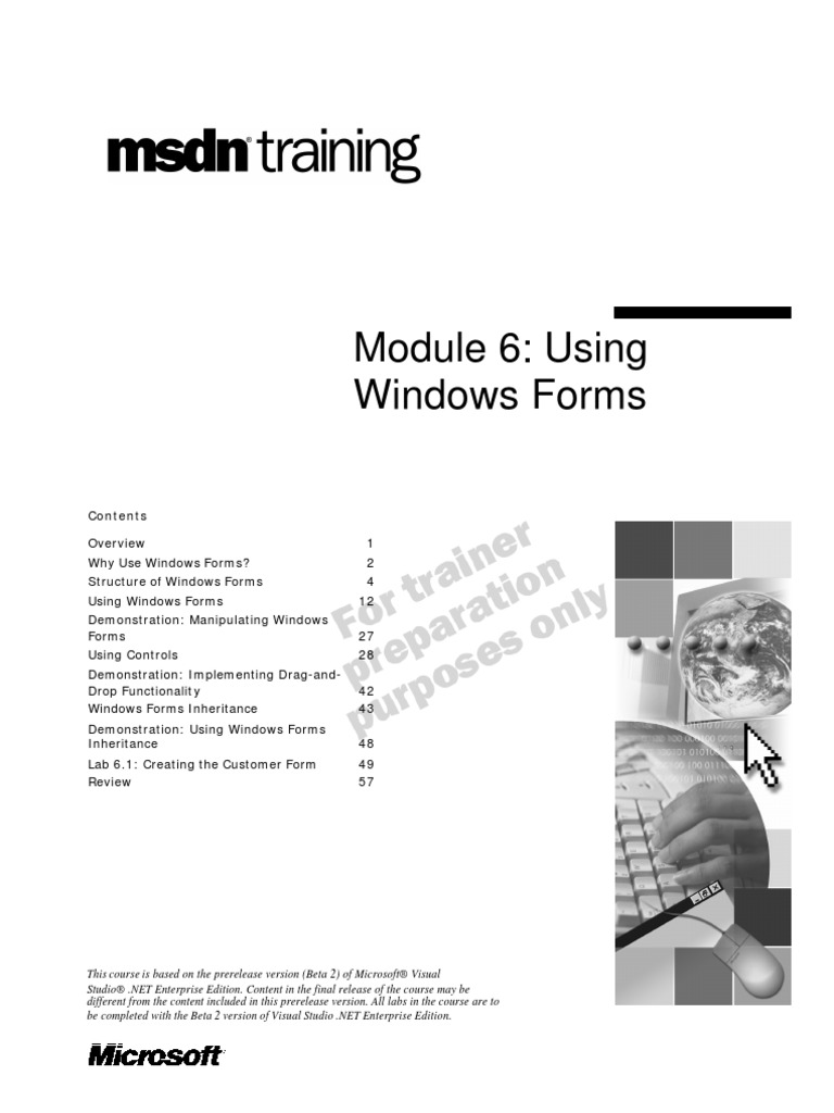 Module 6 Using Windows Forms Pdf Class Computer Programming Visual Basic Net