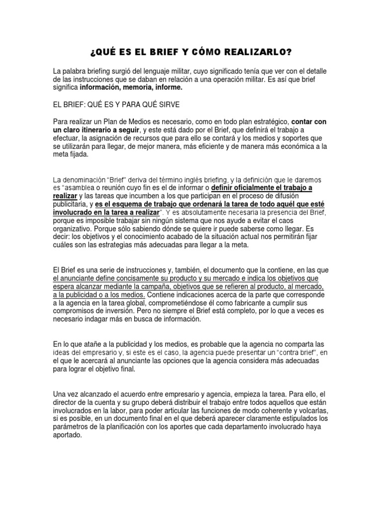 Qué Es El Brief y Cómo | Descargar gratis PDF | Publicidad | Producto ...