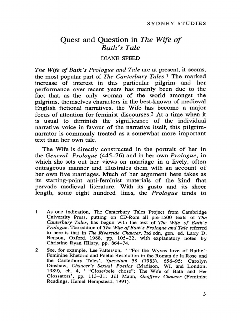 Quest for Answers in The Wife of Bath's Tale | PDF | The Canterbury ...