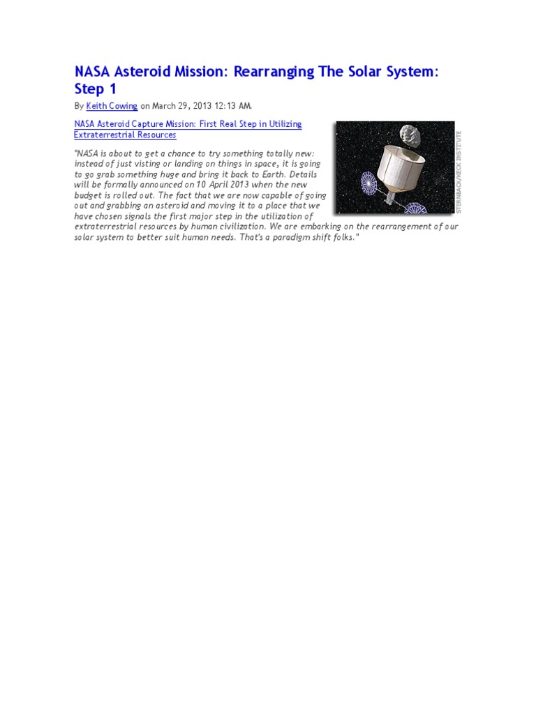 NASA's Asteroid Capture Mission Explained | PDF