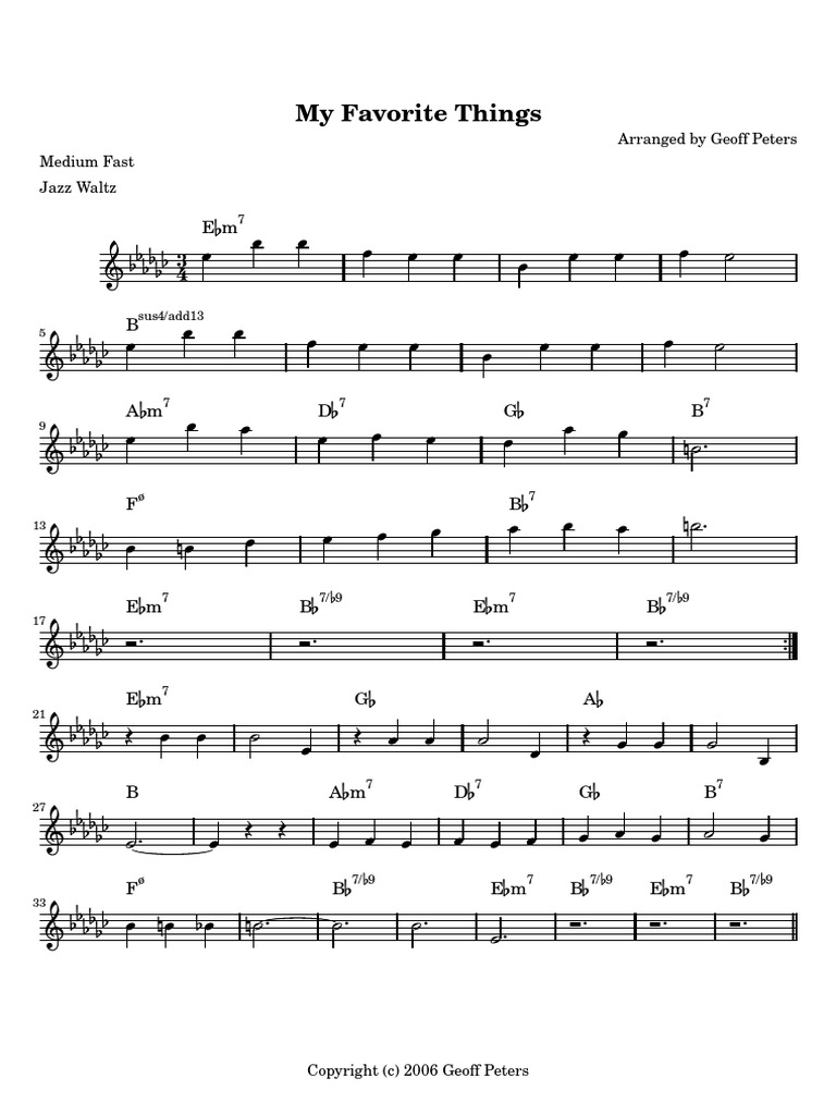 My Favorite Things lead sheet