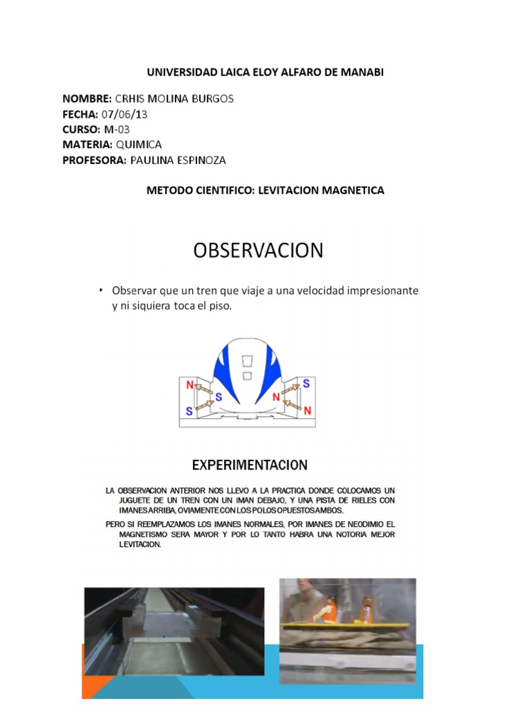 Levitación Magnética en Química | PDF