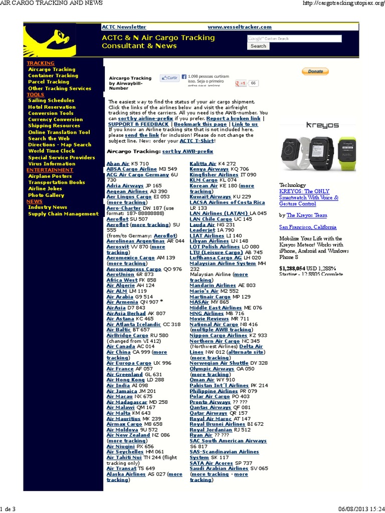 Air Cargo Tracking and News | PDF | Websites | Airlines