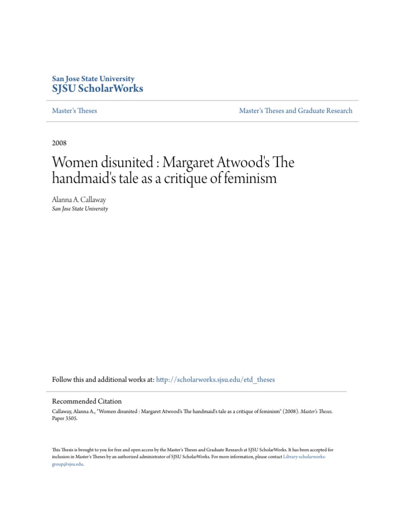 Women Disunited - Margaret Atwoods The Handmaids Tale As A Crit | PDF ...