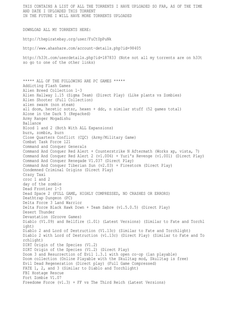 A List of All My Torrents | PDF | Games & Activities | Teaching Methods ...
