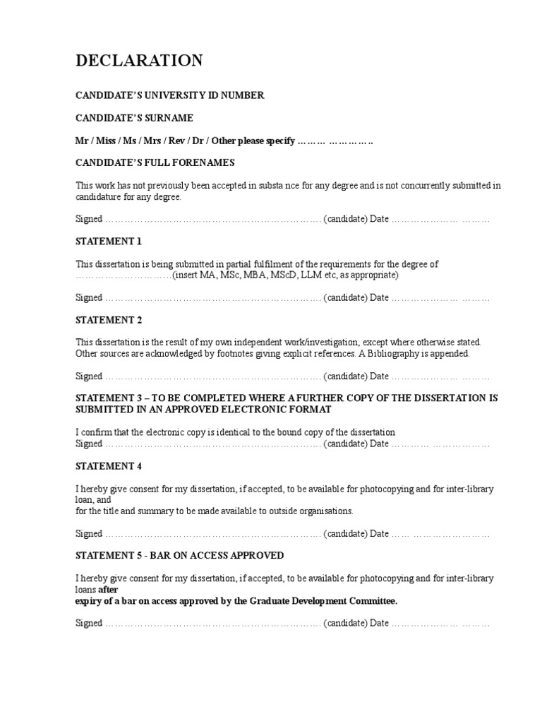 Declaration | PDF | Thesis | Vocational Education