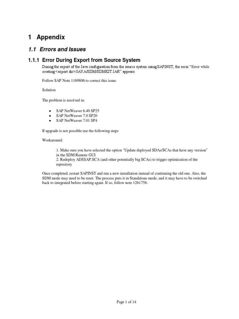 Appendix Sap Nw 70 Dual Stack Refresh Pdf Java Programming Language Command Line 