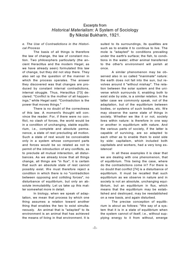 Historical Materialism: A System of Sociology: by Nikolai Bukharin ...