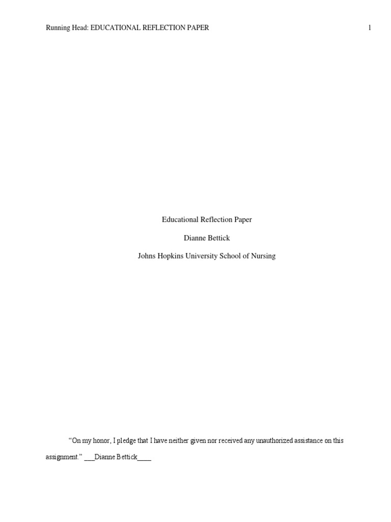Bettick Educational Reflection Paper | PDF | Self Efficacy | Diabetes ...