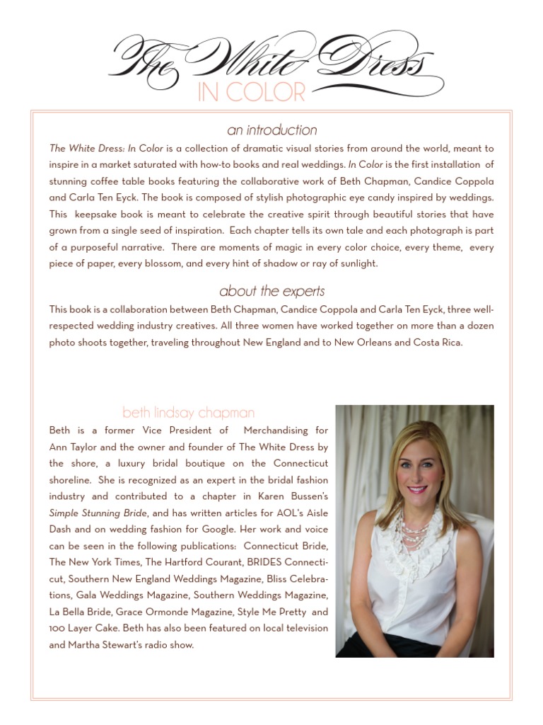 The White Dress: in Color Book Pitch | PDF | Bride | Wedding