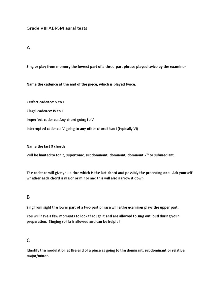 Grade VIII ABRSM Aural Tests | PDF | Musical Scales | Musicology