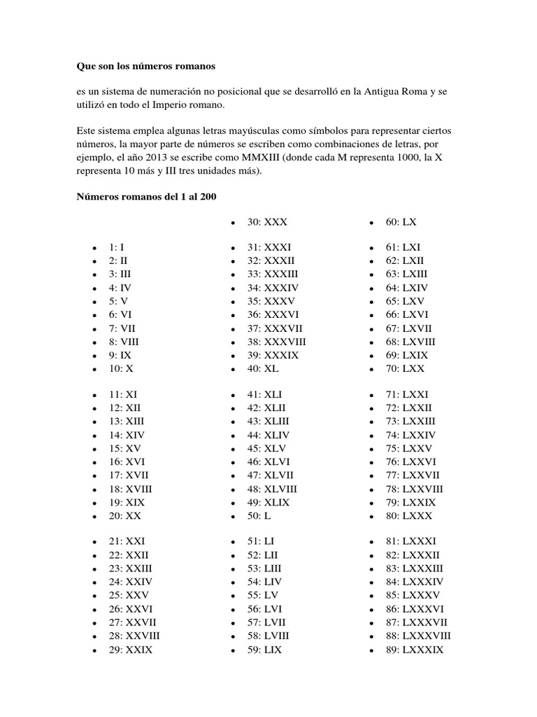 Que Son Los Números Romanos | PDF | Lexicología | Vocabulario
