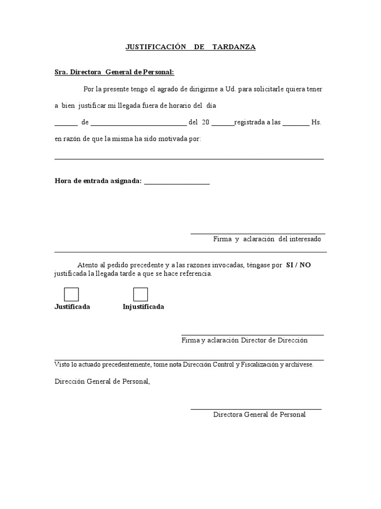 Justificacion Tardanzas | PDF