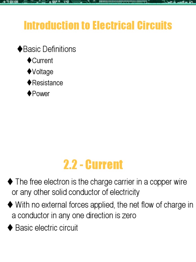 Introduction To Electrical Circuits: Basic Definitions | PDF | Voltage ...