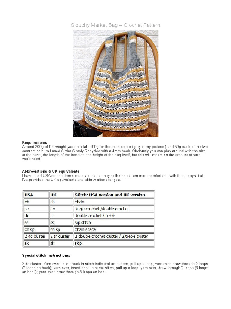 Slouchy Crochet Bag Pattern | PDF | Crochet | Needlework