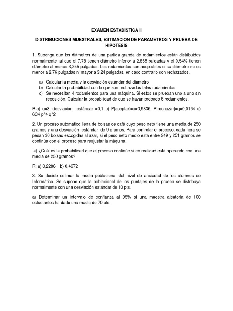 Examen Estadistica II | PDF