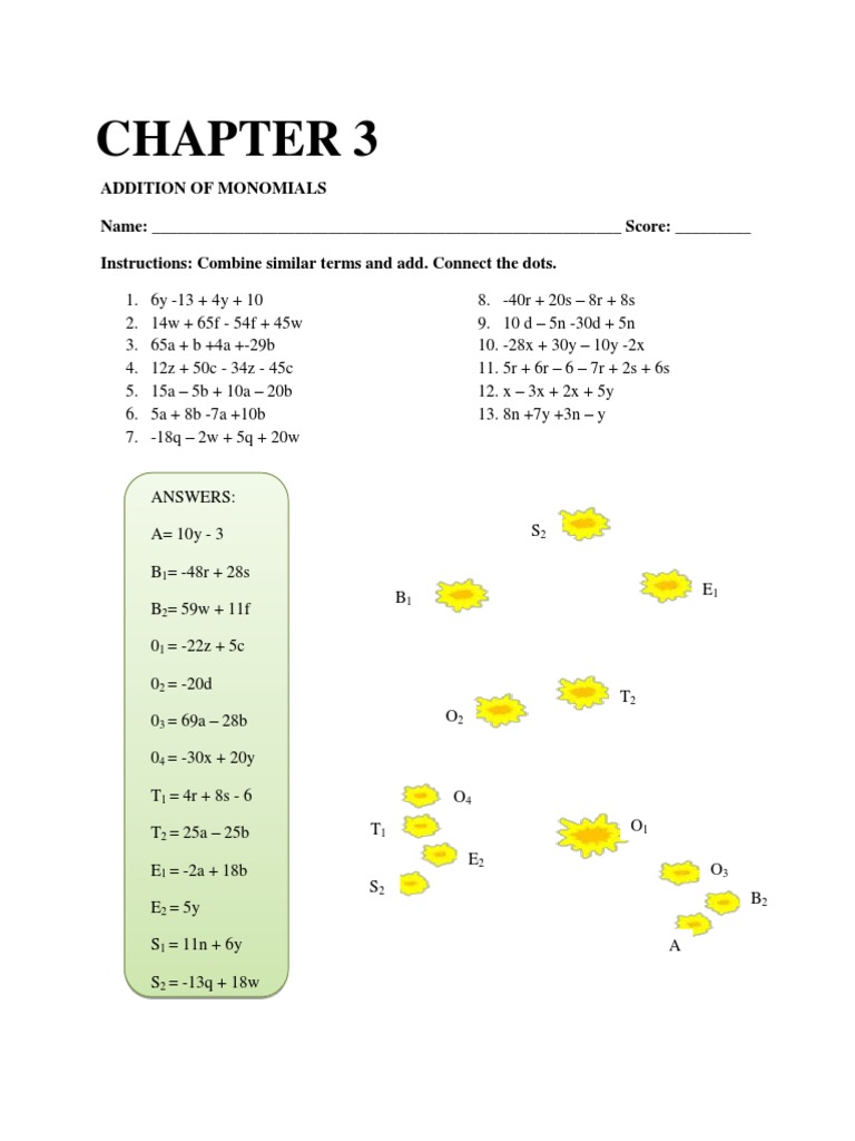 Addition of Monomials 2 | PDF