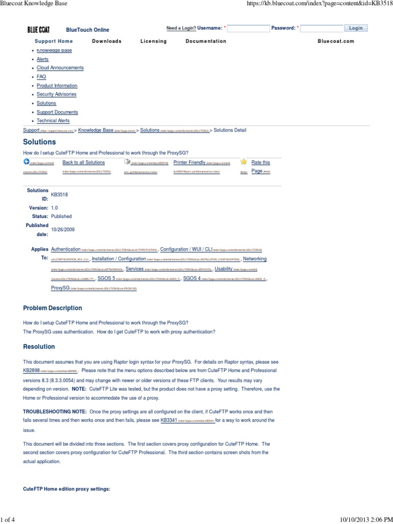 Bluecoat Knowledge Base PDF | PDF | Proxy Server | File Transfer Protocol