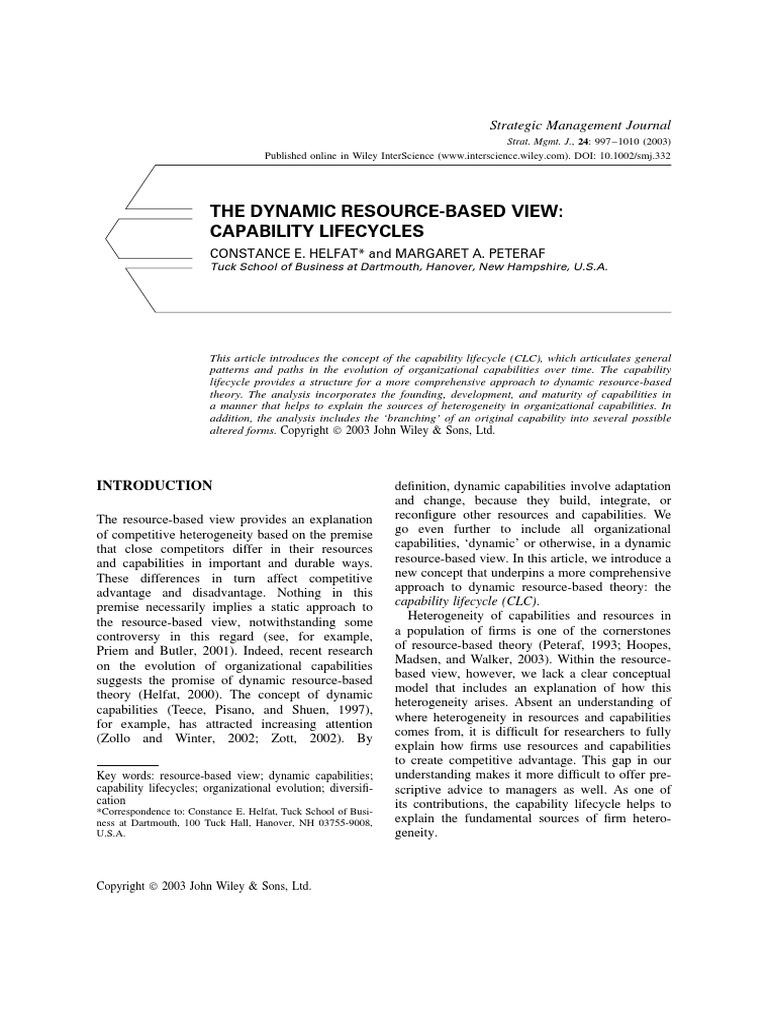 The Dynamic Resource Base View Capability | PDF | Career & Growth
