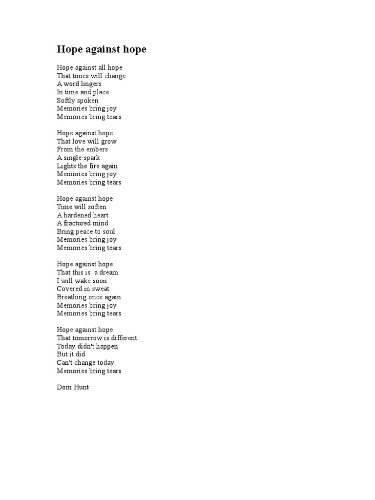 Hope and Memories: A Poetic Reflection | PDF