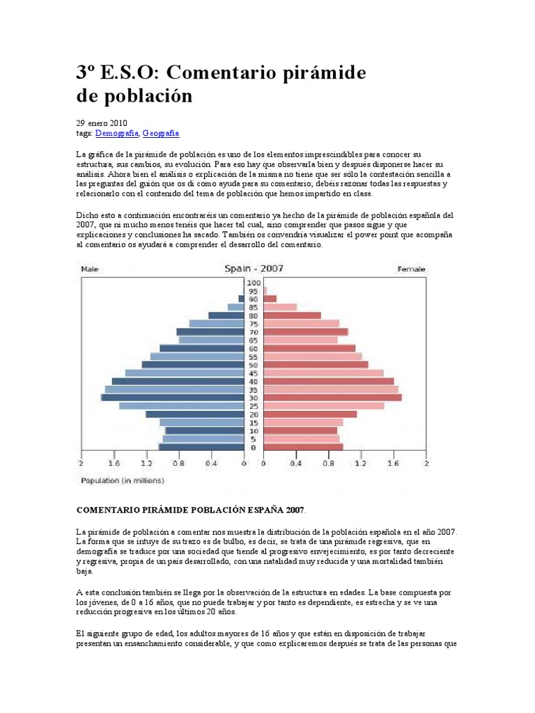 3º E.S.O - Comentario Pirámide de Población | PDF | Población | Demografía