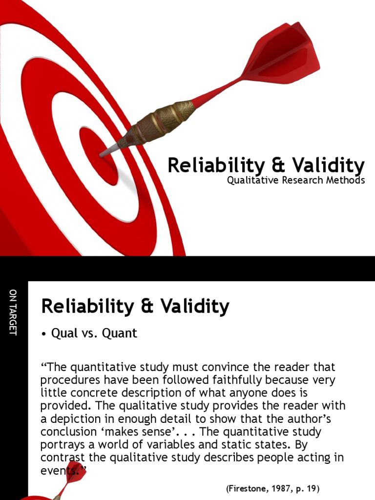 Reliability & Validity | PDF | Validity (Statistics) | Qualitative Research