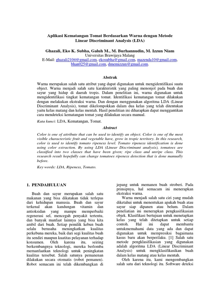Aplikasi Kematangan Tomat Berdasarkan Warna Dengan Metode Linear ...