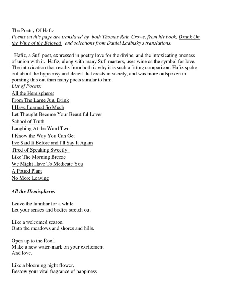 Love's Alchemy Sufi Poetry | PDF | Hafez | Dream