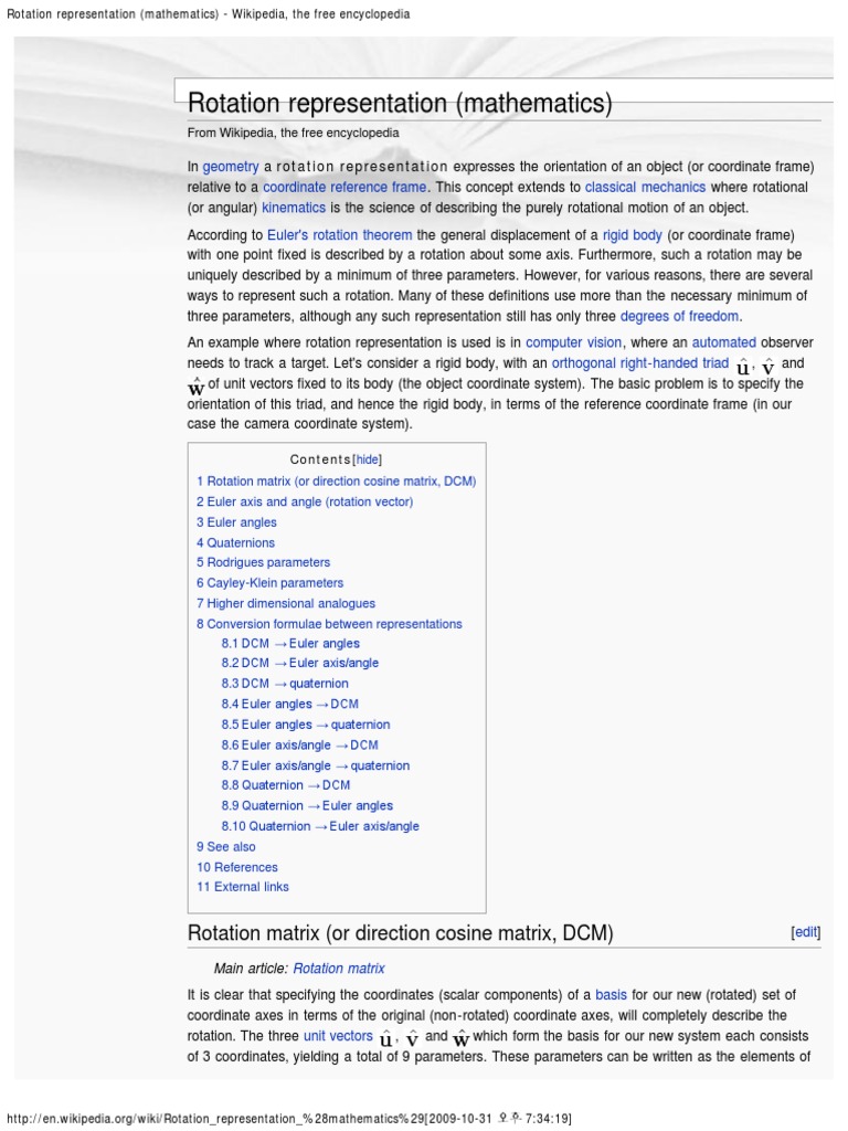 Rotation Representation (Mathematics) - Wikipedia, The Free ...