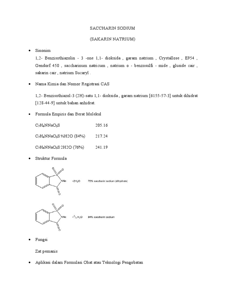 Saccharin Sodium | PDF | Kesehatan Holistik | Sains & Matematika