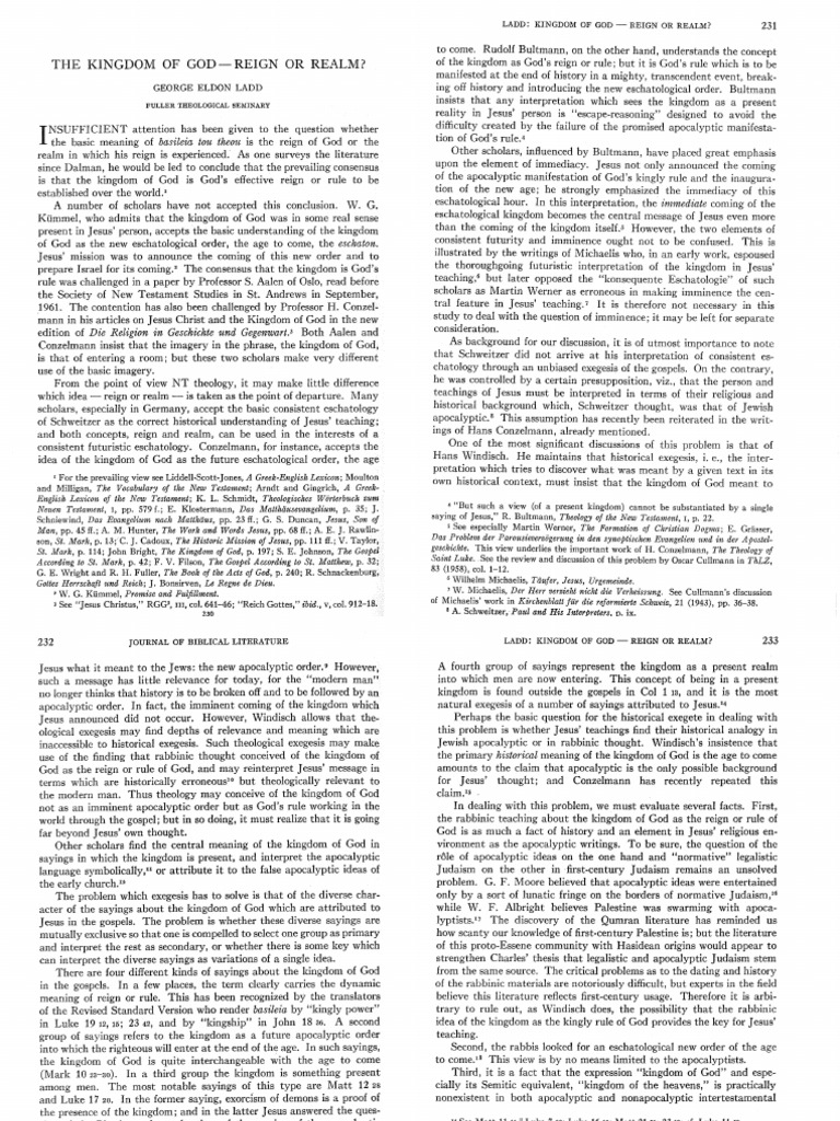 1962 - George Eldon Ladd - The Kingdom of God. Reign or Realm | PDF ...